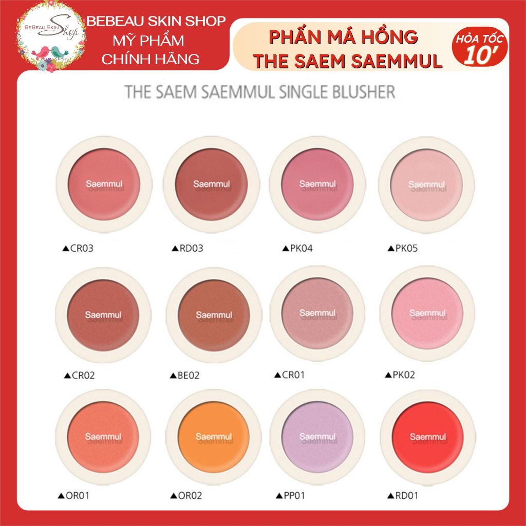 Phấn Má Hồng The Saem Saemmul Single Blusher Siêu Mịn, Lên Chuẩn PK01 - OR01 - Bebeau | Shopee ...