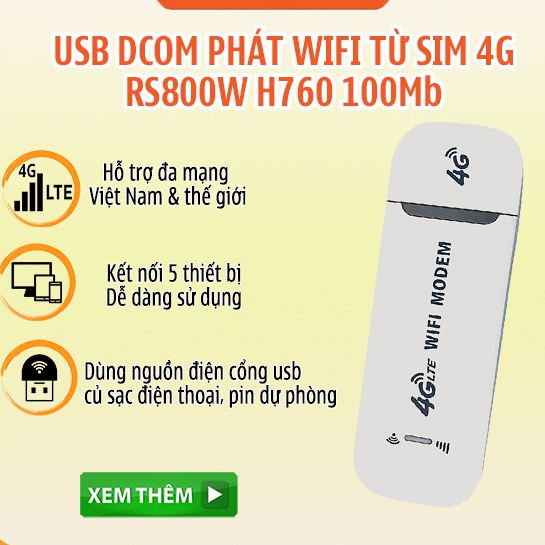 USB Dcom Phát Wifi Từ Sim 3G 4G Tốc Độ Cao Giá Rẻ, Kết nối đa năng từ ...