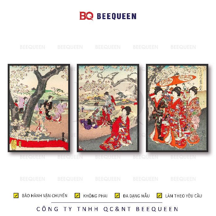 [Nhật Cổ] Album Tranh GeiSha Nhật Bản Bộ 3 Tranh Nhật Cổ Size 30x60cm ...