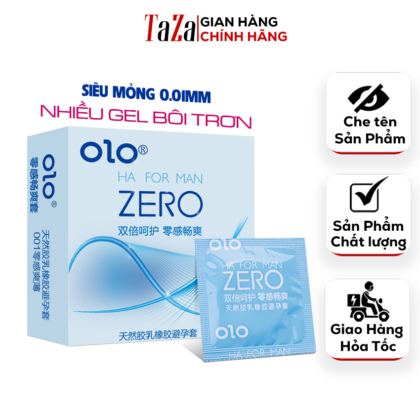 Bao Cao Su Olo Zero HA FOR MAN, Bcs Siêu Mỏng, Size Vừa 52mm, Nhiều Gel Bôi Trơn (Hộp 3C ...