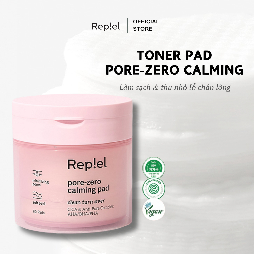 Toner Pad làm sạch và thu nhỏ lỗ chân lông Pore Zero Calming Pad REPIEL ...
