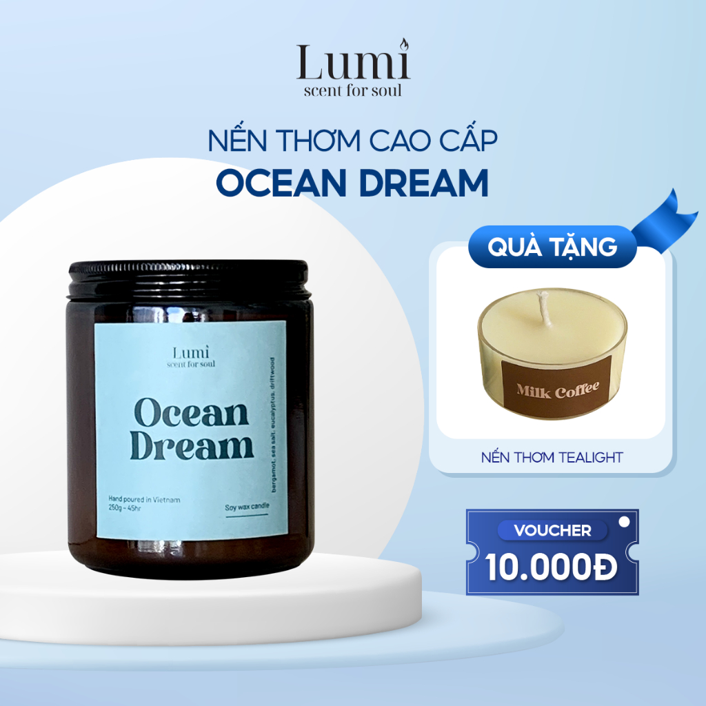 Set quà tặng nến thơm cao cấp Lumi sáp đậu nành Ocean Dream hương gió ...