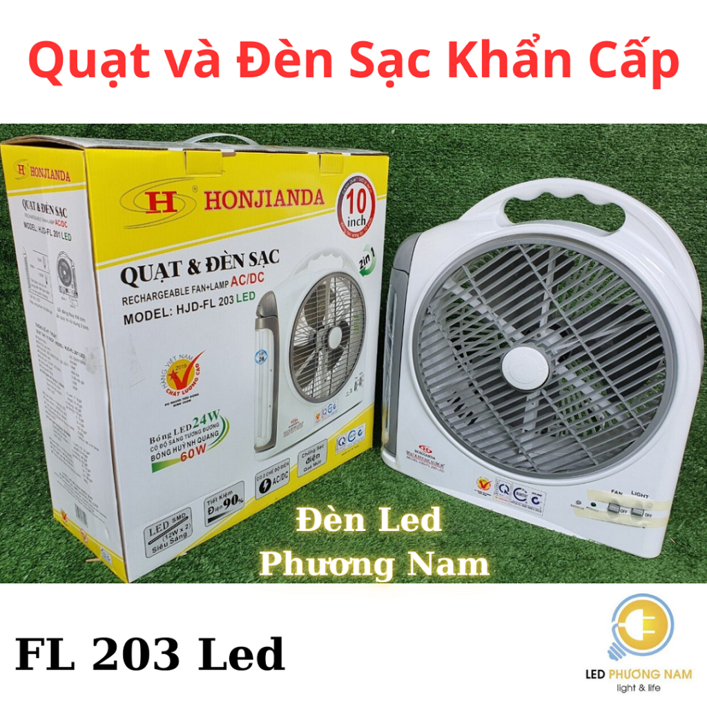 Quạt & đèn sạc HONJIANDA FL - 203 LED | Shopee Việt Nam