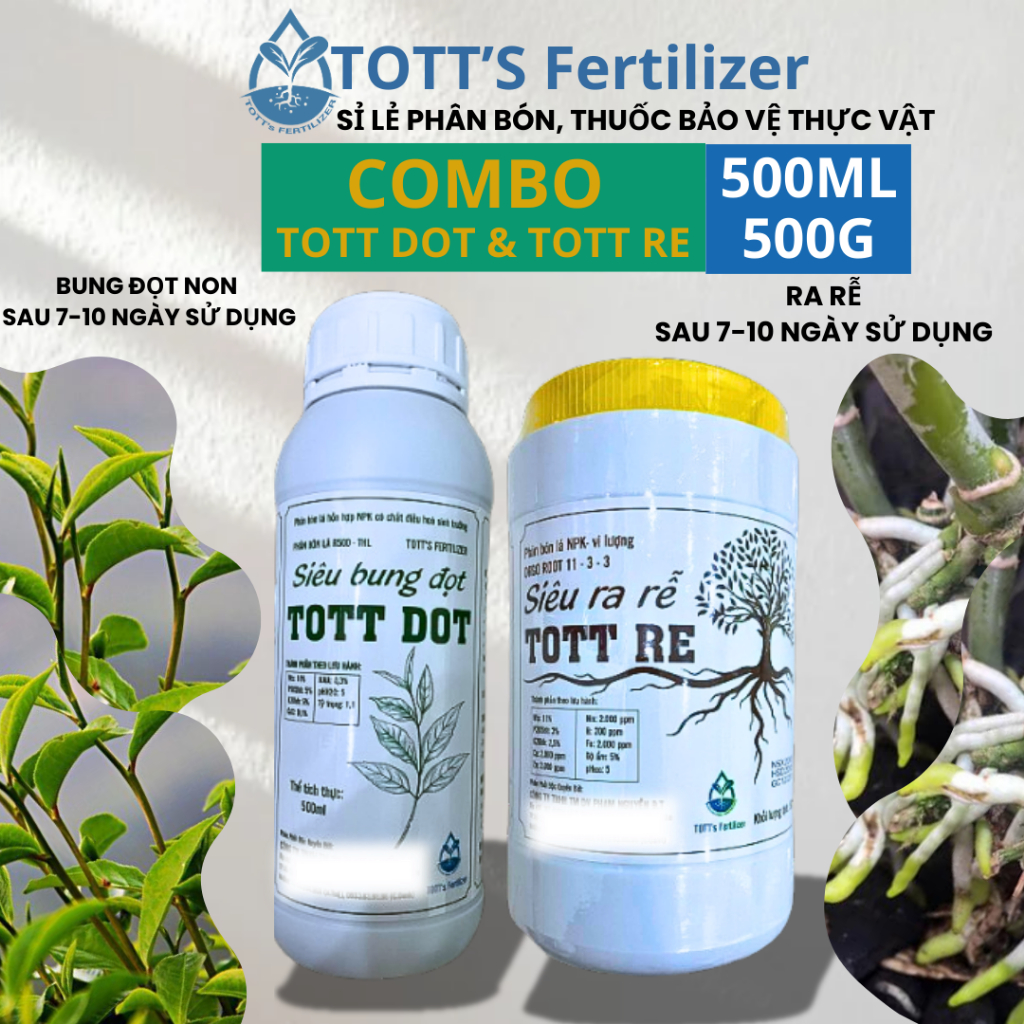 Kích rễ và đọt cực mạnh, TOTT RE hủ 500g, TOTT DOT chai 500ml TOTT's ...