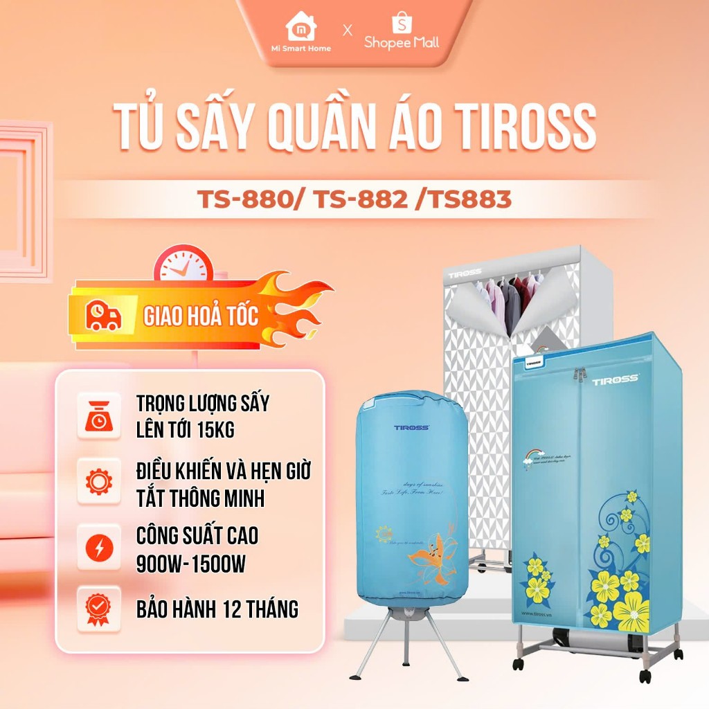 Tủ sấy quần áo Tiross TS880- TS883- TS882, Công suất lớn, Hẹn giờ tắt ...