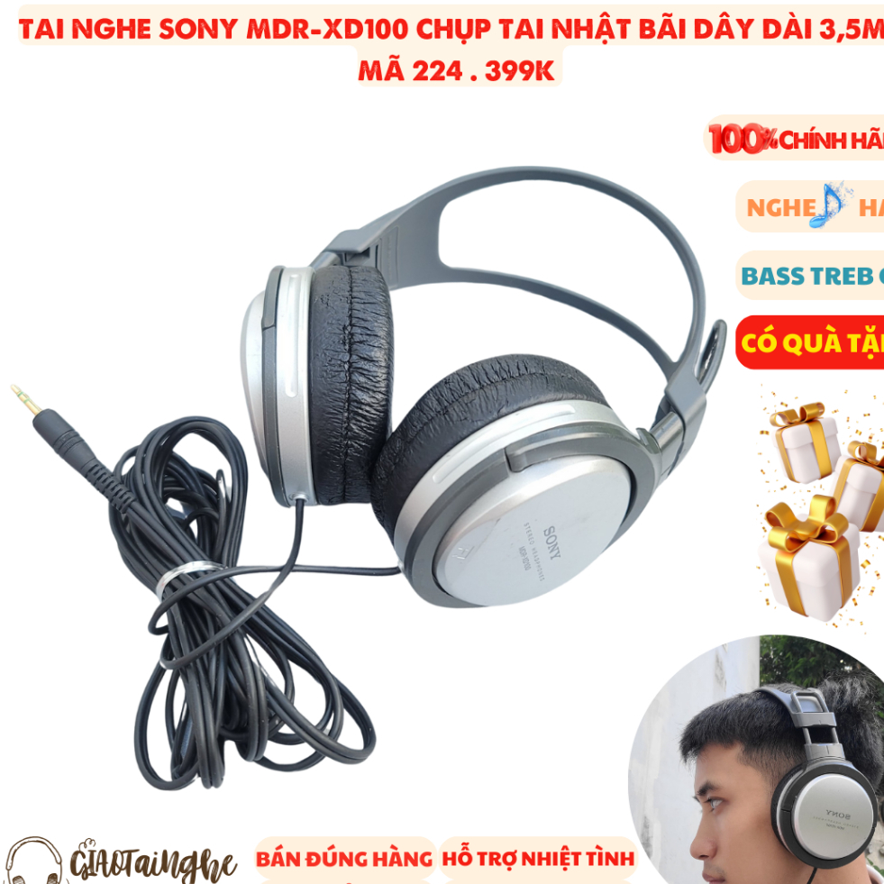 Tai nghe Sony MDR-XD100 Chụp tai Nhật bãi dây dài 3,5m . mã 224 ...