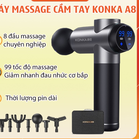 Máy Massage Cầm Tay KonKa A8 ,A2 Máy mát xa toàn thân có 99 Cấp Độ rung, 8 Đầu Massaage, hỗ trợ ...