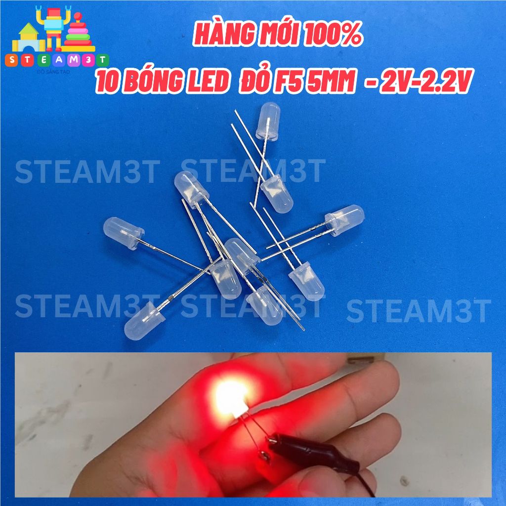 10 BÓNG - Đi-ốt LED 2V-2.2V phát sáng 5mm f5 viền đầu tròn sương mù đỏ ...