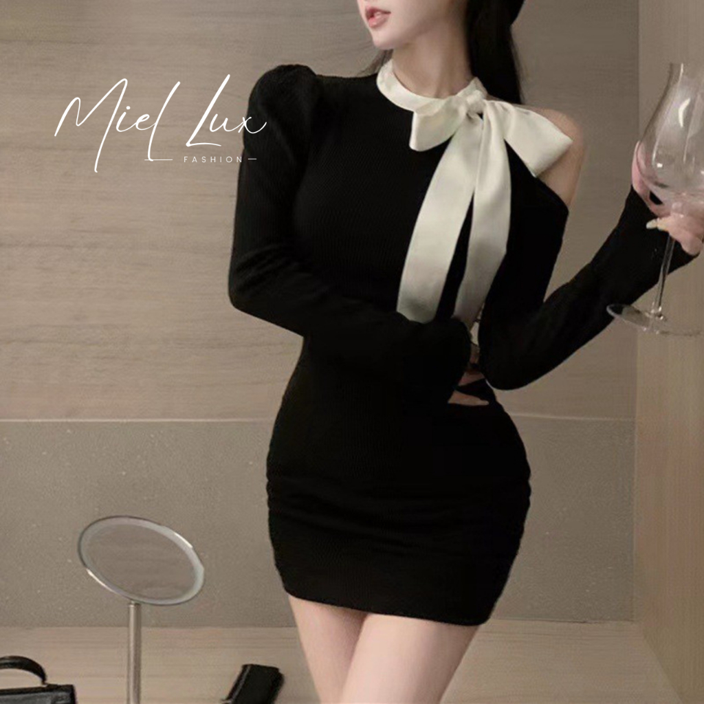 Váy đầm body nữ thiết kế Miel Fashion dáng dài cổ nơ V231256 | Shopee ...