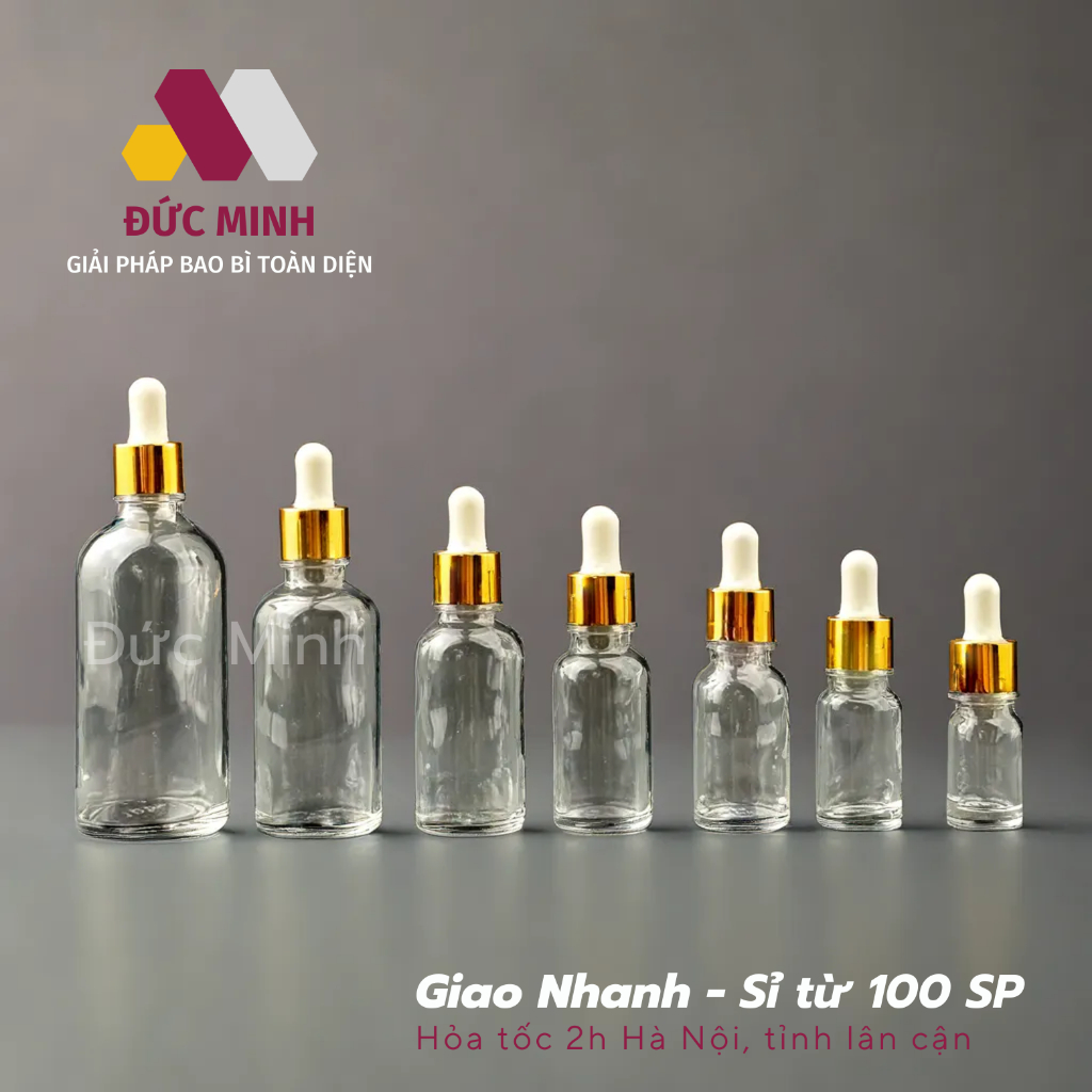 Lọ đựng serum thủy tinh trong nắp bóp trắng 5ml/10ml/15ml/20ml/30ml/50ml/100ml [Giá sỉ/lẻ ...