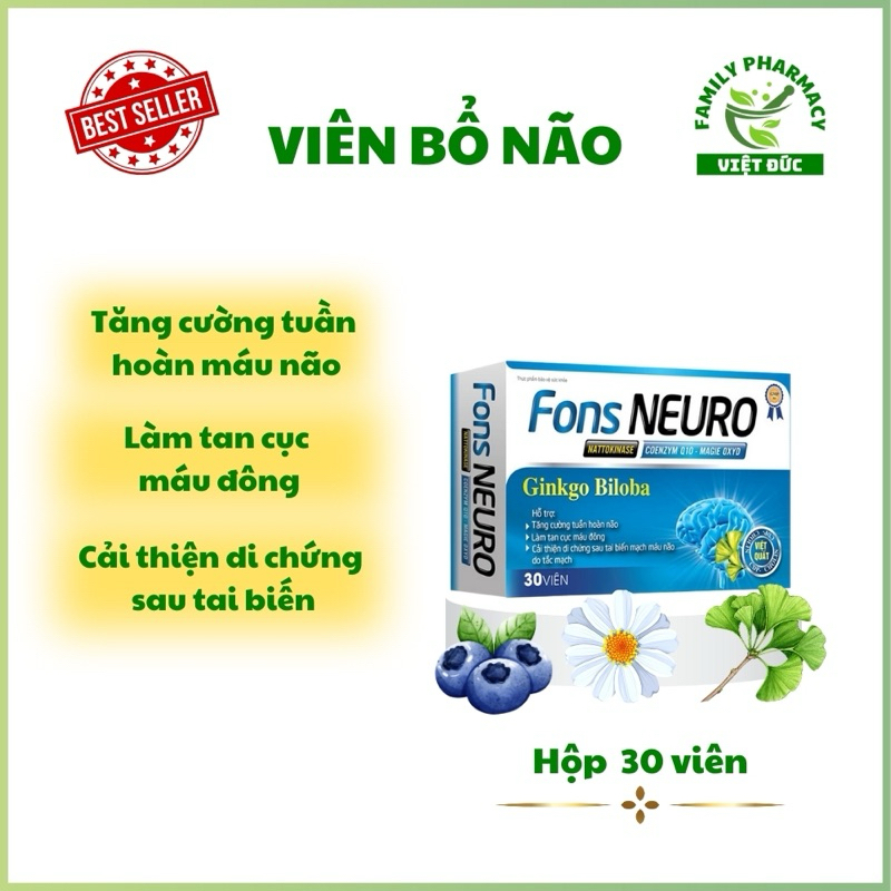 Viên uống bổ não Fons Neuro chứa Ginkgo biloba giúp tăng cường tuần ...