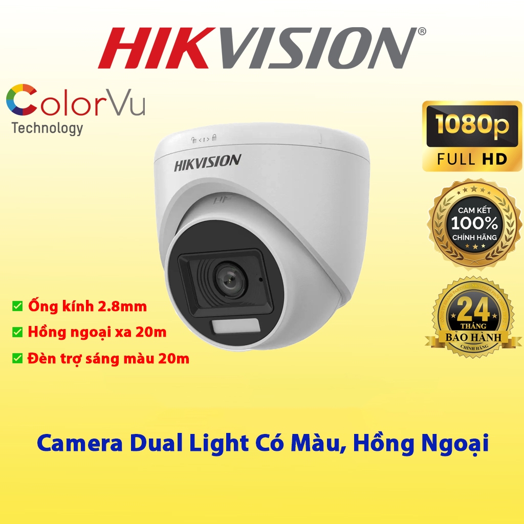 Camera HDTVI Dome 2MP Full HD HIKVISION DS-2CE76D0T-EXLPF | Shopee Việt Nam