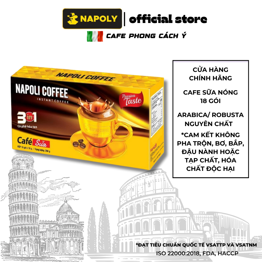 Cà Phê Hòa Tan Sữa Nóng 3IN1 Napoly Coffee Hương Arabica & Robusta Nguyên Chất Ngọt Thơm Vị Sữa ...