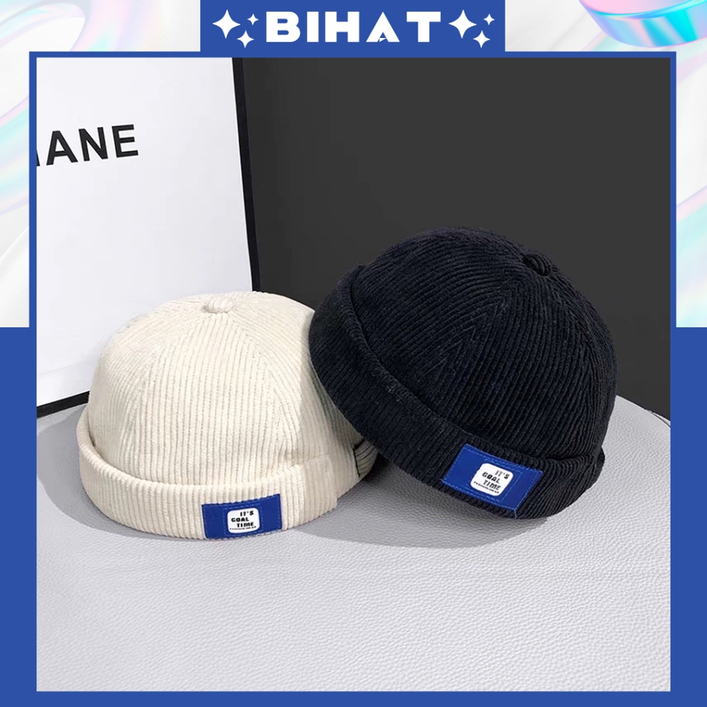 Mũ miki hat, nón tròn không vành lưỡi trai cho nam, nữ chất nhung gân ...