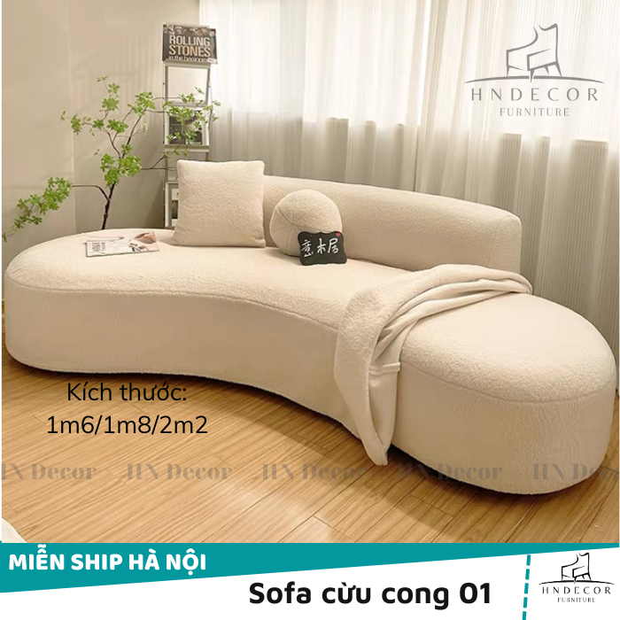 [Miễn ship HN] Ghế sofa cong decor 01 cao cấp mặt đệm lò xo êm ái chống ...