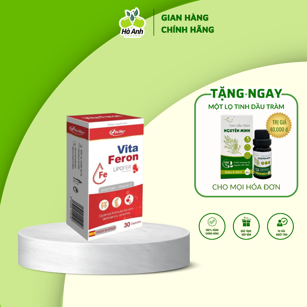 Viên Uống Vita Feron Sắt Lipofer - Bổ Sung Sắt Và Các Loại Vitamin Cho Cơ Thể (Hộp 2 Vỉ x 15 ...