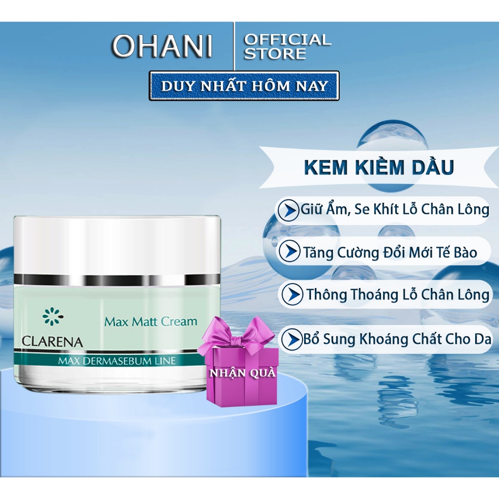 Kem Kiềm Dầu Và Se Khít Lỗ Chân Lông Max Matt Cream Clarena 50ml ...