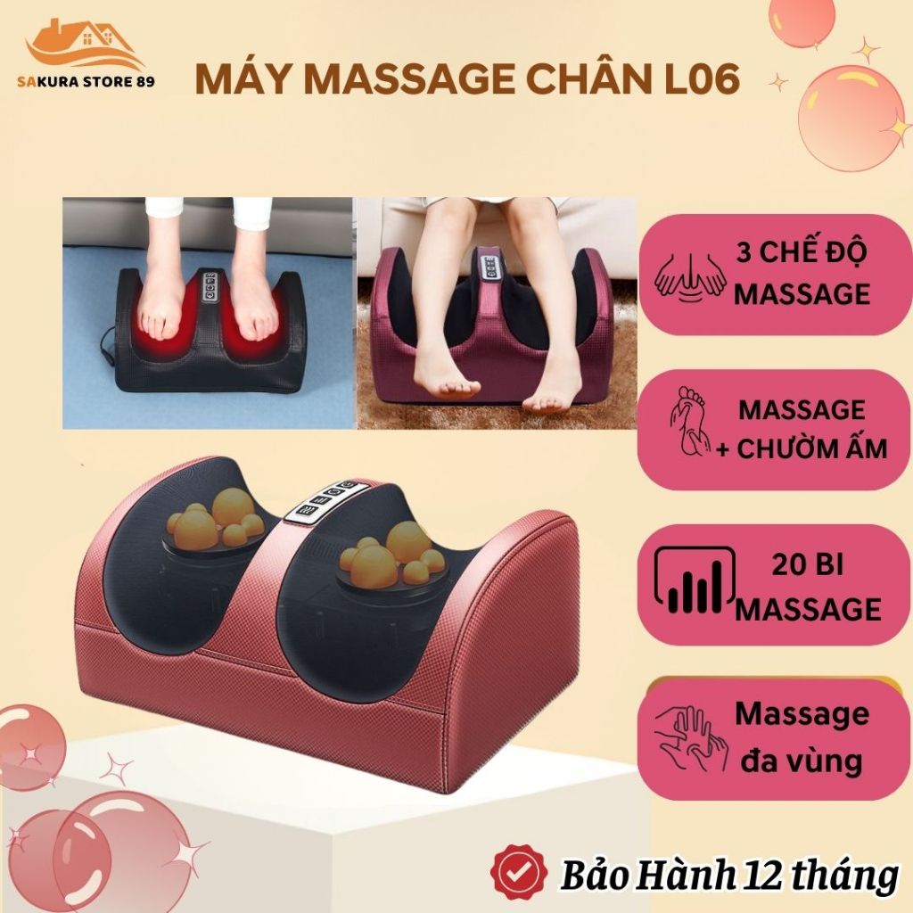 Máy massage bàn chân hồng ngoại L06 với 20 bi matxa chân thư dãn giảm đau nhức cơ | Shopee Việt Nam