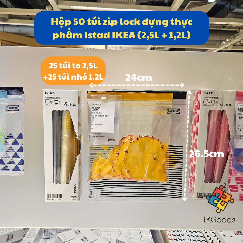 Hộp 50 túi zip lock đựng thực phẩm Istad IKEA (2,5L + 1,2L) | Shopee Việt Nam