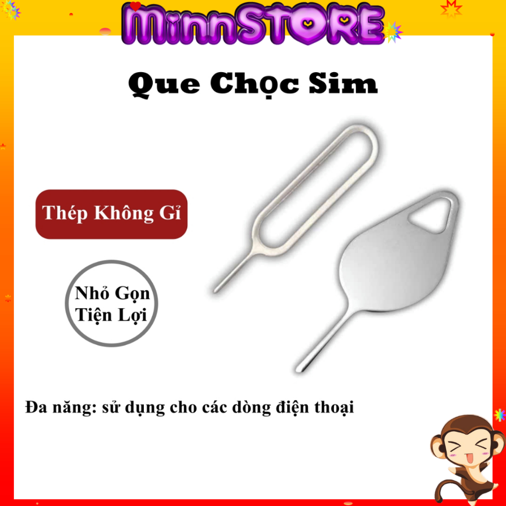 Que chọc sim lấy sim điện thoại chất liệu thép không gỉ sử dụng đa năng ...