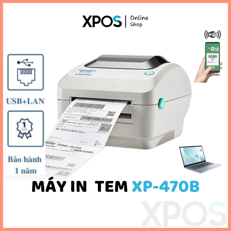 Máy in mã vận đơn XPRINTER XP-470B / XP-420B (USB+LAN) in khổ A6 từ máy tính, điện thoại - Mới ...
