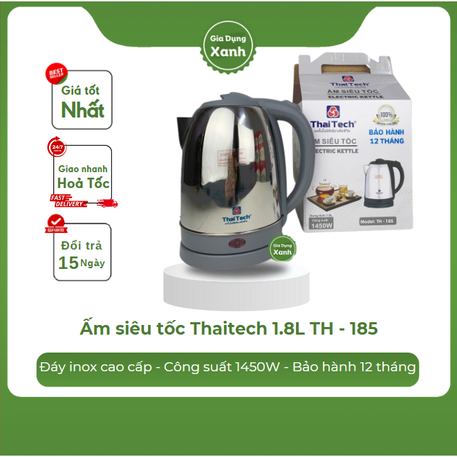 Ấm siêu tốc Thaitech 1,8L 1450w, bảo hành 12 tháng | Shopee Việt Nam