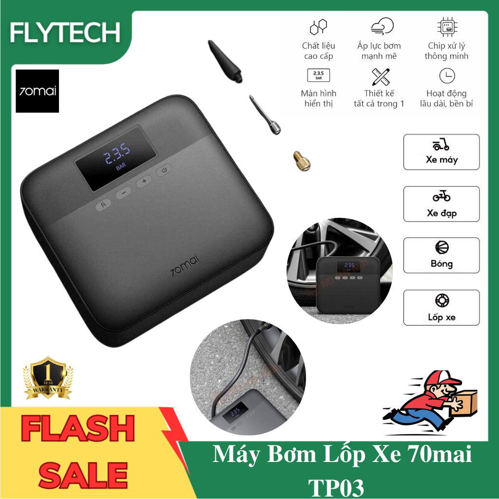 Máy Bơm Lốp Xe 70mai TP03 Bản Quốc Tế - Chất liệu cao cấp , áp lực bơm mạnh mẽ, có hiển thị áp ...