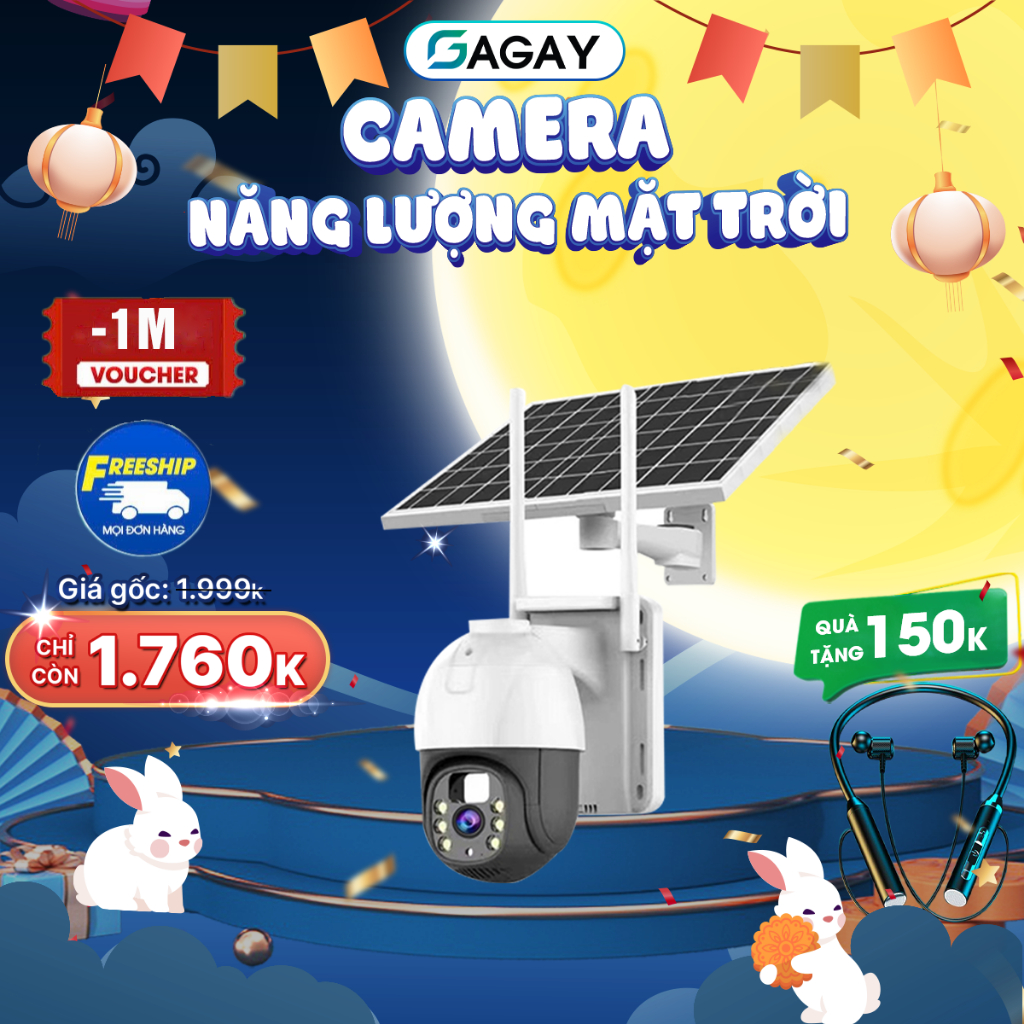 Camera năng lượng mặt trời T03 Wifi 4G, chống nước, quan sát 360 độ, Âm thanh hai chiều, theo ...