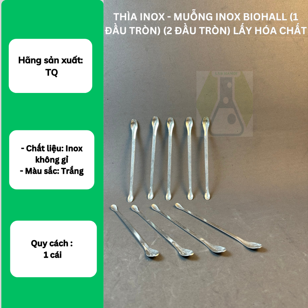 Thìa Inox - Muỗng Inox BIOHALL (1 đầu tròn) (2 đầu tròn) Dài 16cm 18cm ...