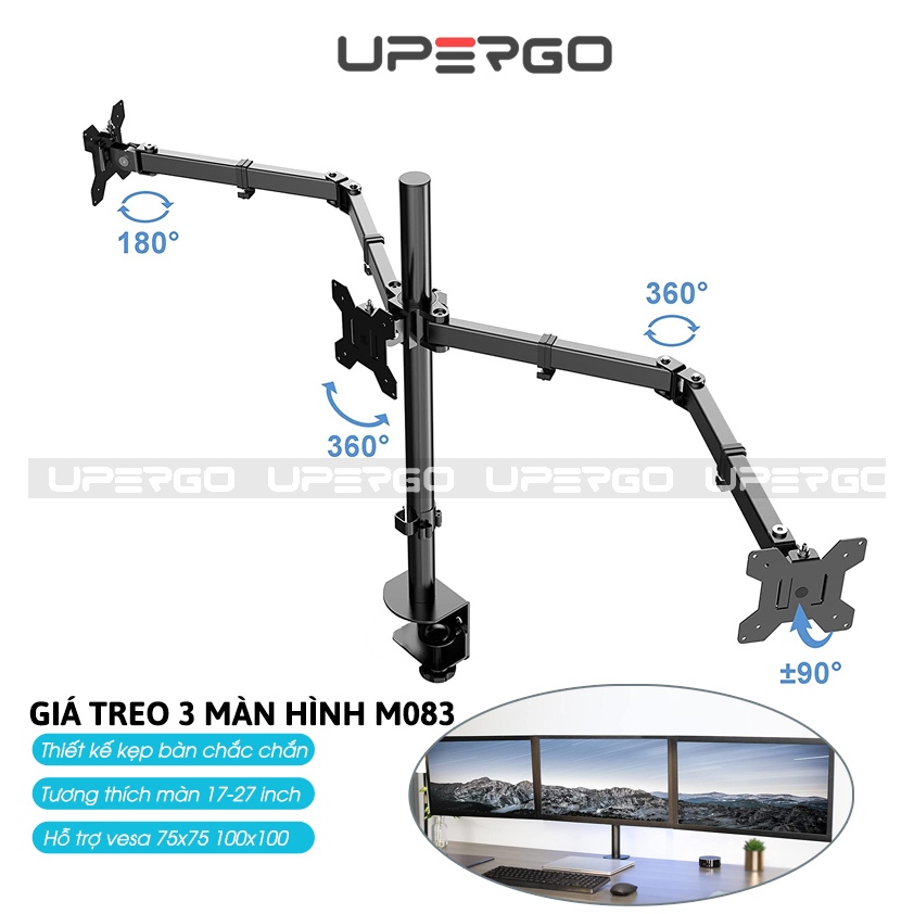 M083 | Giá Treo 3 Màn Hình Nằm Ngang M083 Cao Cấp 17 - 27 Inch / Tải Trọng 8Kg - Hỗ Trợ Màn Cùng ...