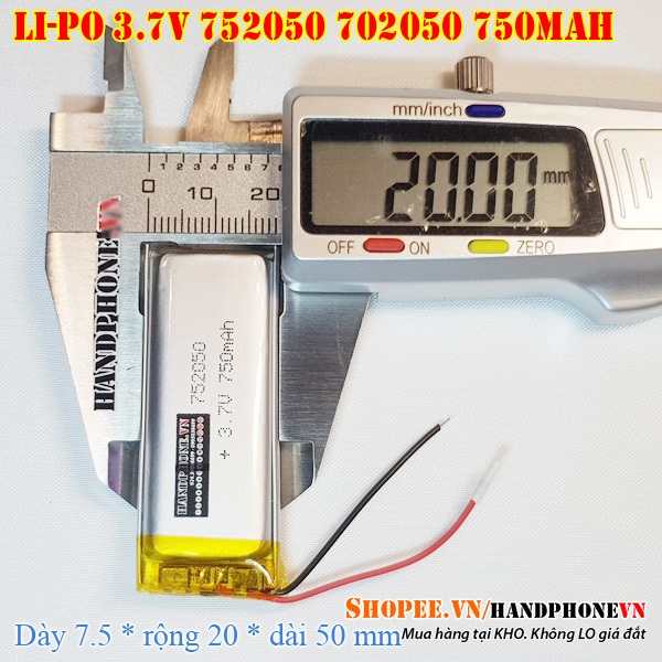 Pin Li-Po 3.7V 752050 702050 750mAh (Lithium Polyme) cho tai loa ...