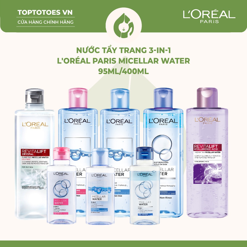 [HÀNG NHẬP KHẨU] Nước tẩy trang làm sạch sâu cho da 3-in-1 L'Oreal Paris Micellar Water 95ml ...