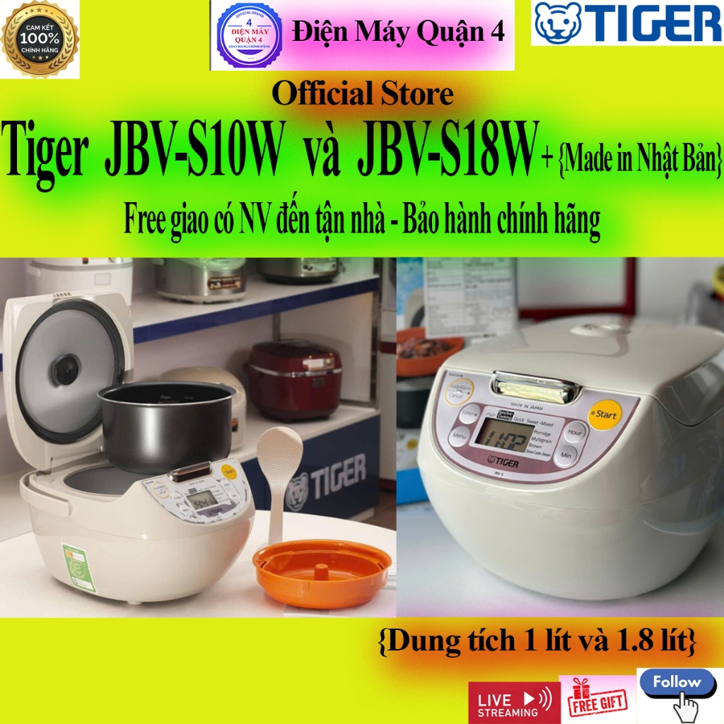 Nồi cơm điện tử Tiger JBV-S18W 4 trong 1 (1.8L) chính hãng | Shopee ...