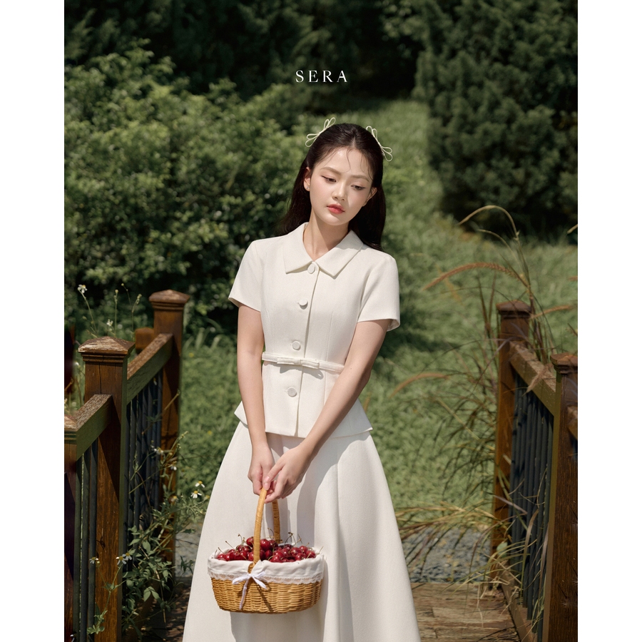 SERA- Set áo cộc tay và chân váy dáng dài dạ tex Lamia | Shopee Việt Nam