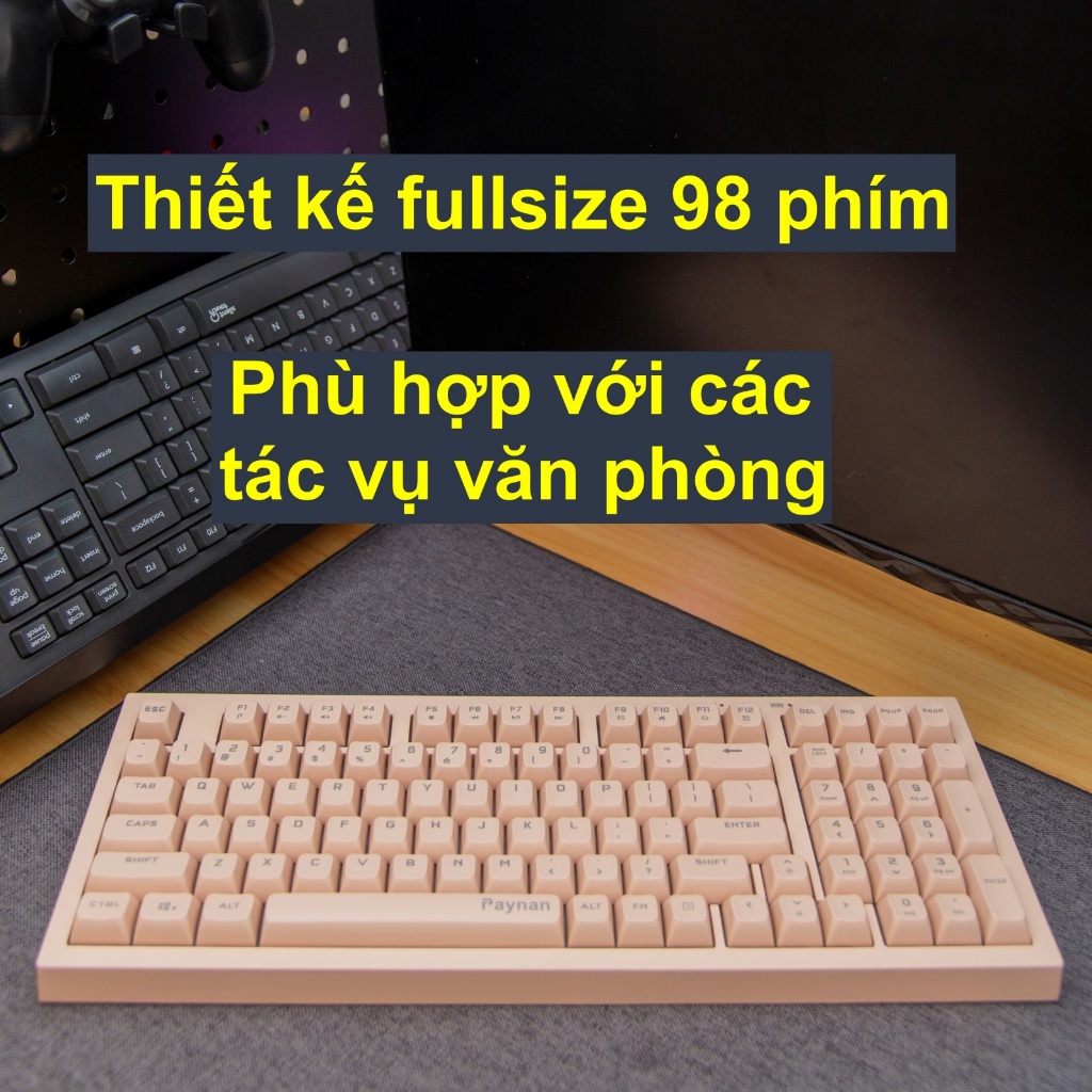 Bàn phím văn phòng P1 Paynan chống ồn kết nối cáp rời 98 phím đèn led ...
