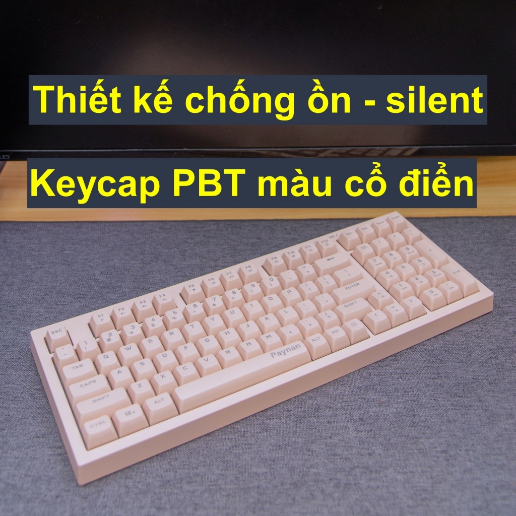 Bàn phím văn phòng P1 Paynan chống ồn kết nối cáp rời 98 phím đèn led ...