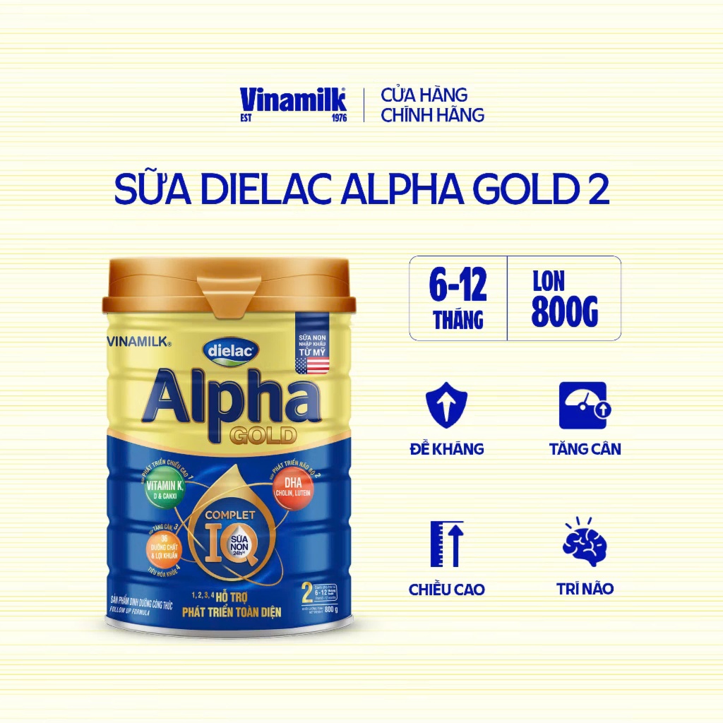 Sữa bột Vinamilk Dielac Alpha Gold Step 2 900g [Date 2026] | Shopee Việt Nam
