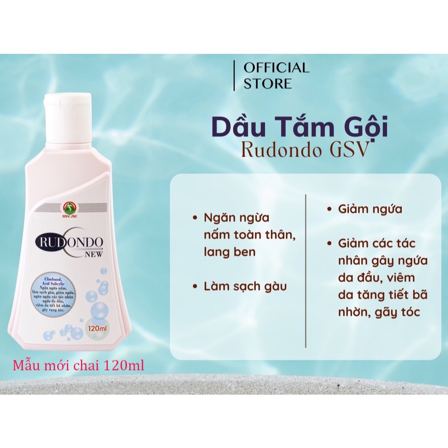 Dầu tắm gội RUDONDO dâu gội ngừa nấm đầu, gàu, nấm toàn thân, viêm da ...