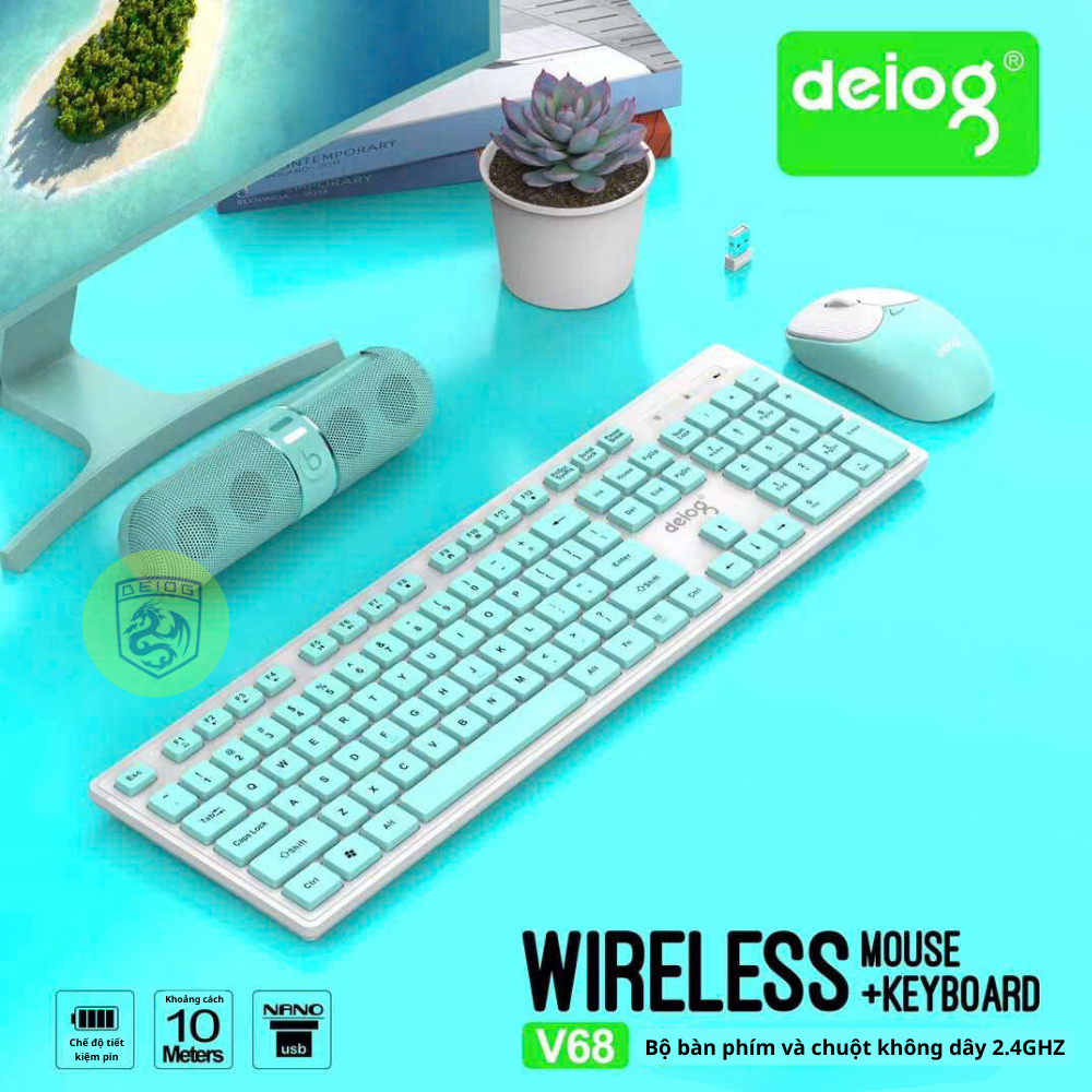 Combo Bàn Phím Chuột Không Dây Giả Cơ Gaming Deiog V68 Siêu Mỏng Chống ...