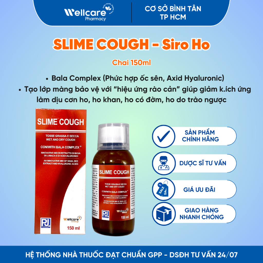 Siro Ho Slime Cough [Chính hãng] - Chai 150ml giúp dịu cơn ho, ho khan ...
