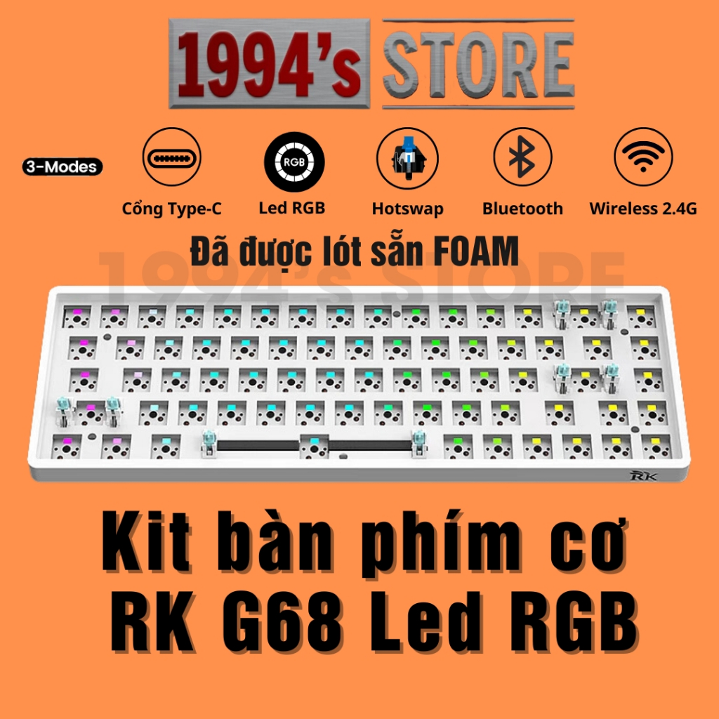 [SẴN] KIT Bàn phím cơ RK G68, RK871/RK68 Plus Led RGB - Bluetooth 5.1 | Wireless 2.4G | Dây Type ...