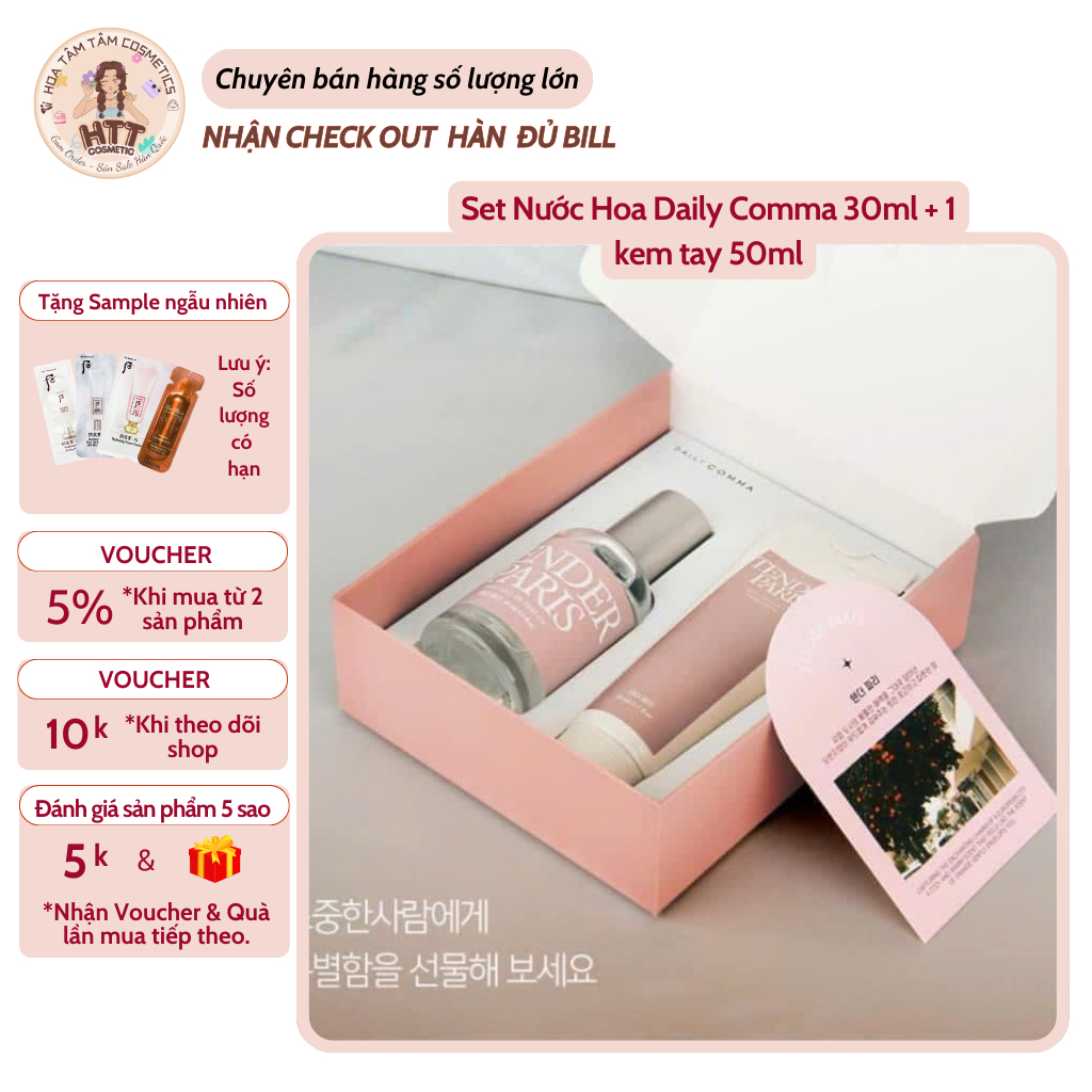 Set Nước Hoa giá rẻ Hàn Quốc Daily Comma 30ml + 1 kem dưỡng da tay nước hoa 50ml lưu hương ẩm da ...
