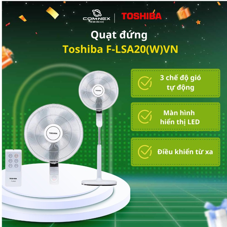 Quạt cây đứng Toshiba F-LSA20(W)VN | F-LSA20(H)VN điều khiển từ xa, hẹn ...