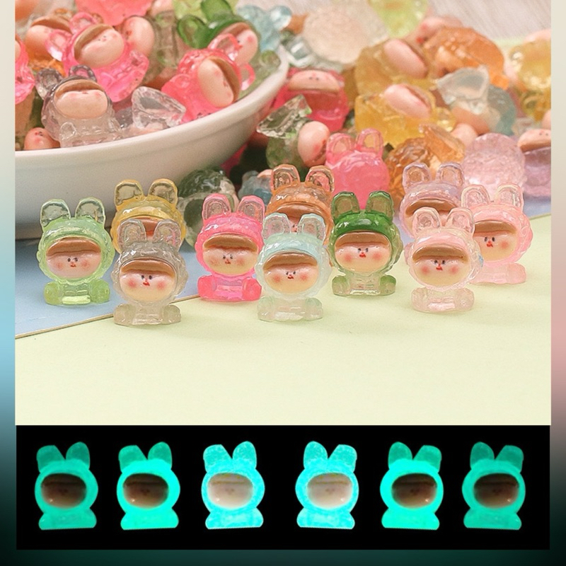 Combo 30 charm kiki holo tai thỏ mini 1.5cm phát sáng, đồ chơi cho bé ...