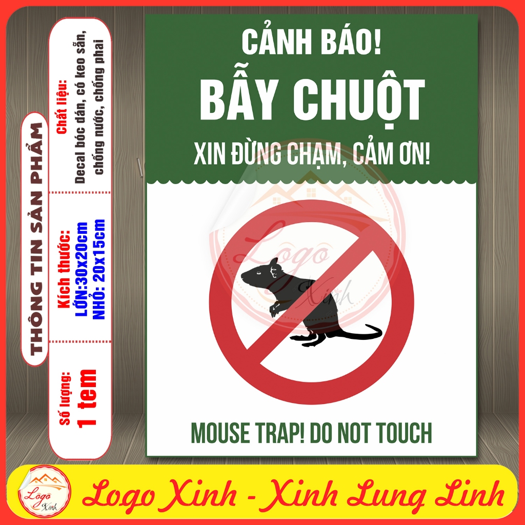 Tem Decal Sticker Cảnh Báo Bẫy Chuột Xin Đừng Chạm Vào, Trap Mouse ...