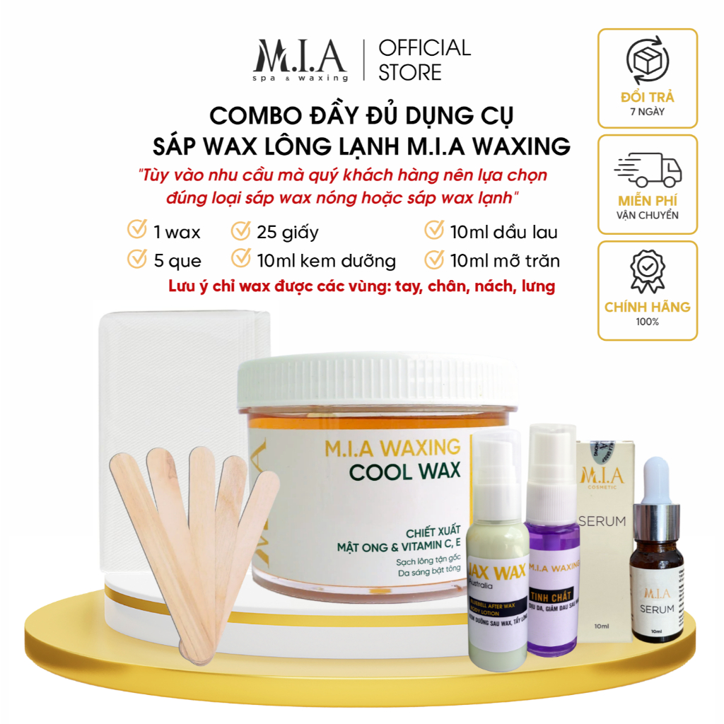 COMBO Sáp Wax Lạnh - Cool Wax M.I.A WAXING 350Gr+5QueGỗ+25 Giấy Wax+ ...