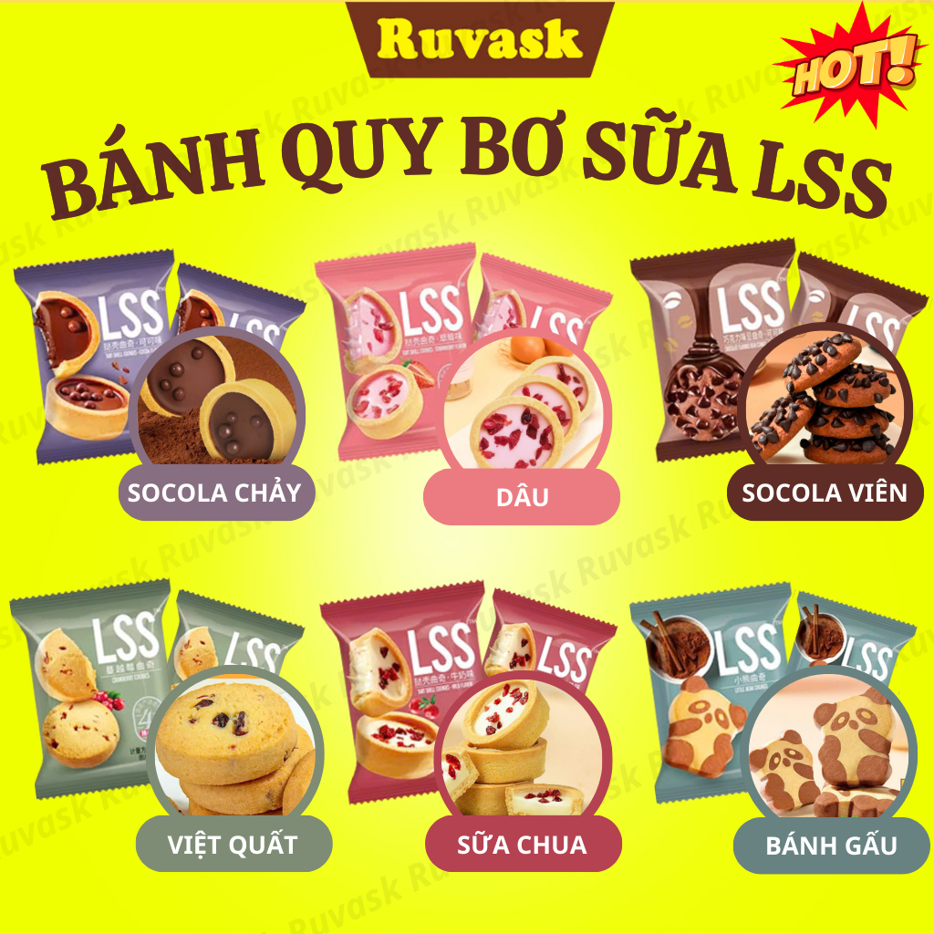 Bánh Quy Bơ Sữa LSS Mix Vị 1KG - Bánh Quy LSS Socola Sữa Chua Việt Quất ...