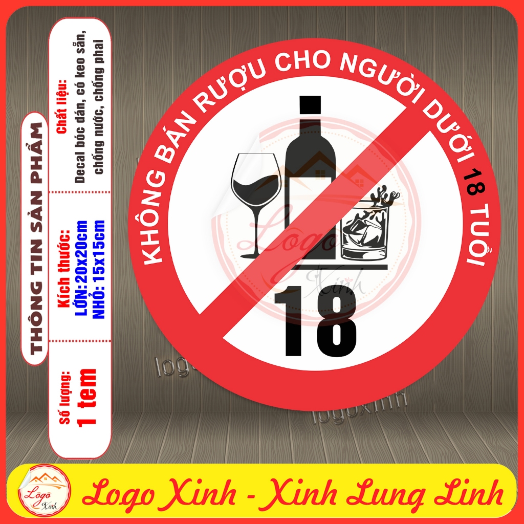 Sticker Decal Không Bán Ruou Bia, Cấm Bán Ruou Bia Cho Người Dưới 18 ...
