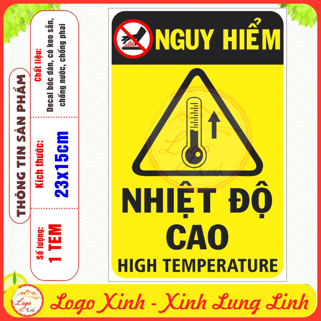 LOGO TEM STICKER CẢNH BÁO NHIỆT ĐỘ CAO, HIGH TEMPARATURE - BIỂN CẢNH ...