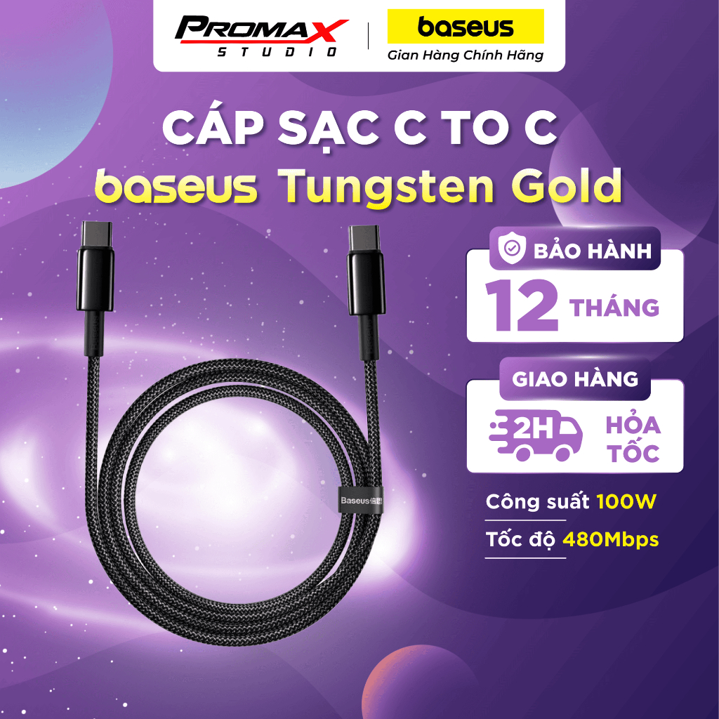 Cáp sạc nhanh và truyền dữ liệu Baseus Tungsten Gold Fast Charging Data Cable (100W) | Shopee ...